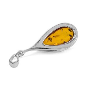 Ian and Valeri Co. Dark Amber Sterling Silver Drop Pendant Necklace 18 inches