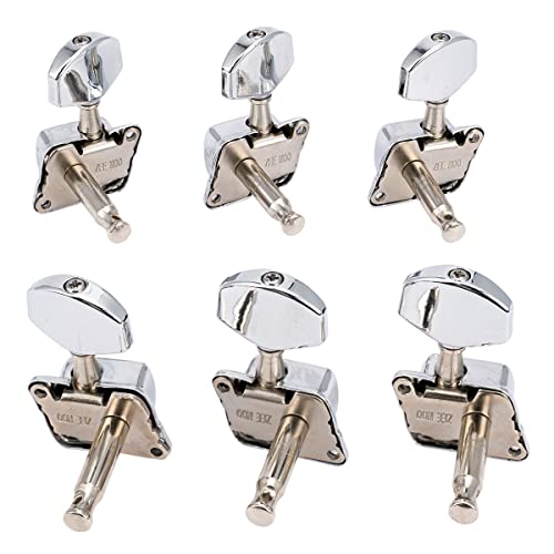 Musiclily Pro 3+3 Semi-closed Guitar Tuners String Tuning Pegs Keys Machine Heads Set for for Acoustic or Electric Guitar,Chrome