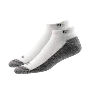 footjoy men's prodry roll tab 2-pack socks, white, fits shoe size 7-12