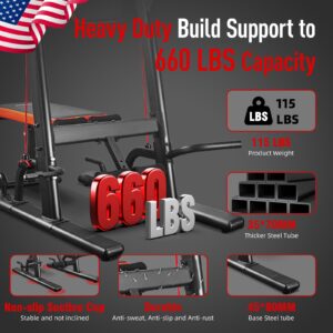 HARISON Multifunction Power Tower with Bench Pull Up Bar Dip Station for Home Gym Workout Strength Training Fitness Equipment