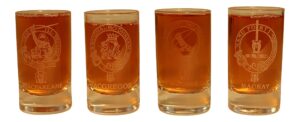 collins glencairn clan crest crystal dram tot glass - macfarlane macgregor macinnes mackay