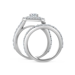 3.00ct Cushion Halo Diamond Engagement Wedding Ring Set 10K White Gold