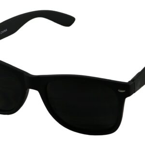 ShadyVEU Super Dark Round Sunglasses UV400 Casual Blacked Out 80's Retro Shades (Soft Black Frame, Dark Black)