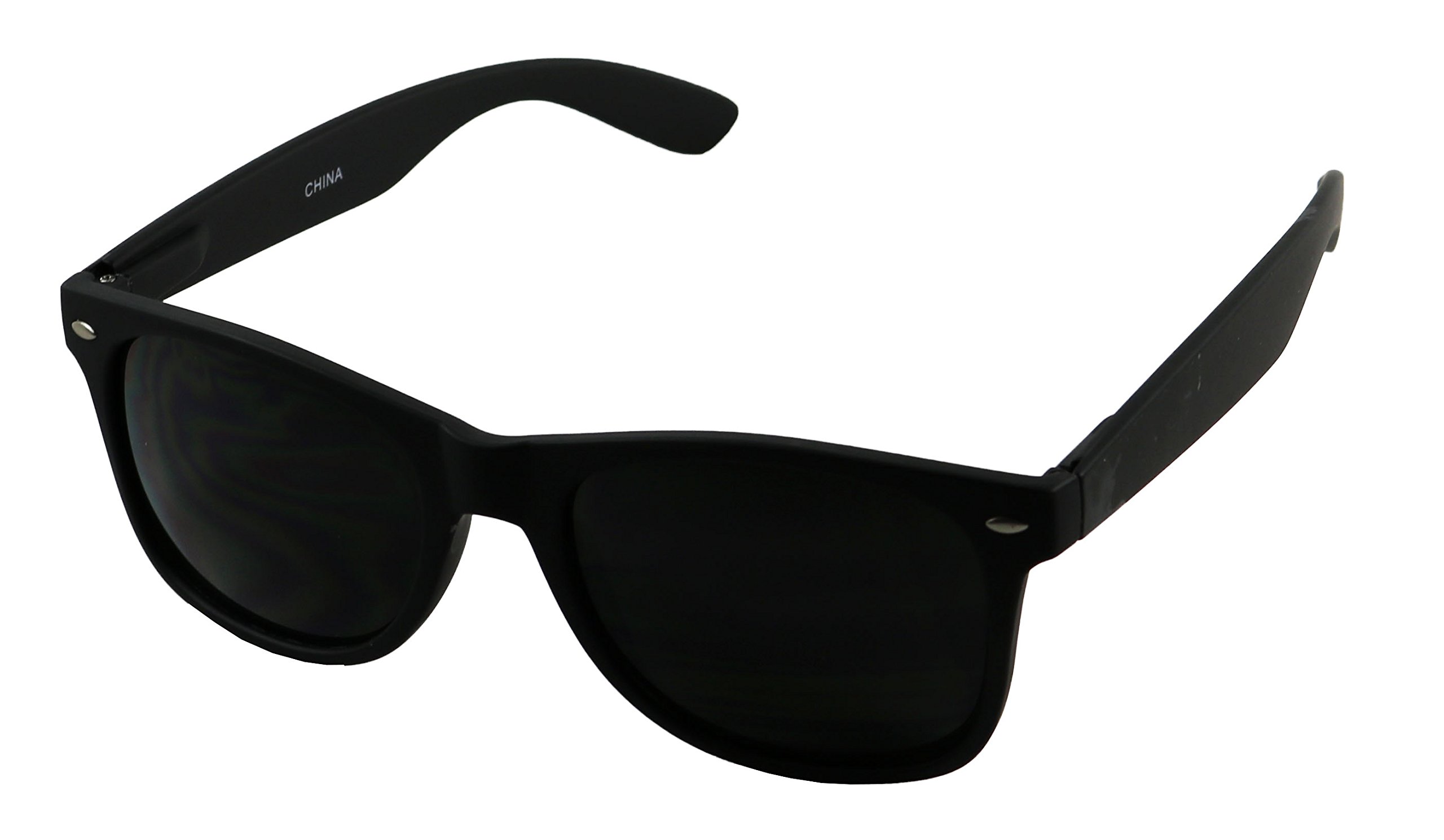 ShadyVEU Super Dark Round Sunglasses UV400 Casual Blacked Out 80's Retro Shades (Soft Black Frame, Dark Black)