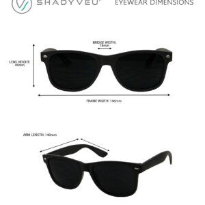 ShadyVEU Super Dark Round Sunglasses UV400 Casual Blacked Out 80's Retro Shades (Soft Black Frame, Dark Black)