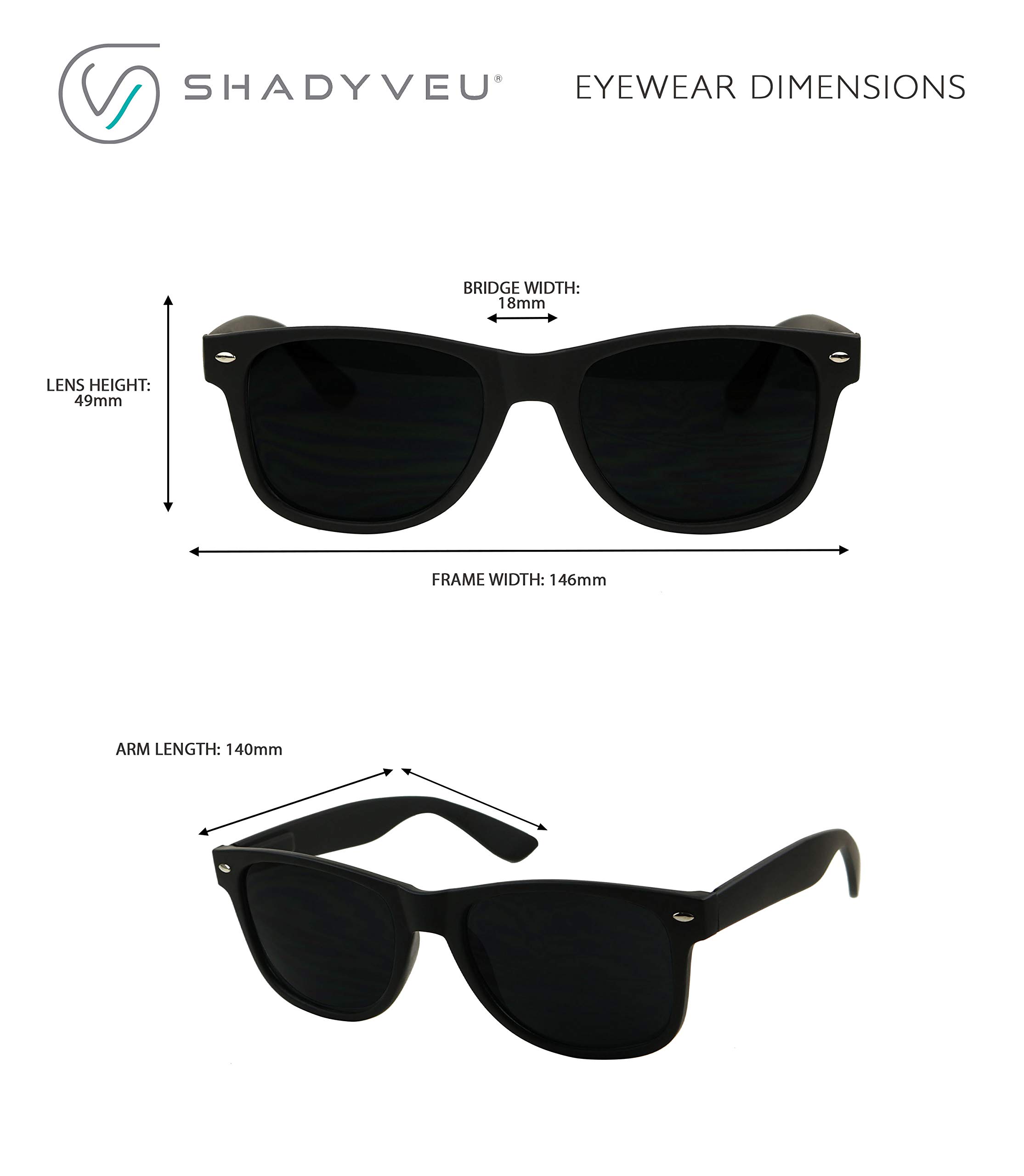 ShadyVEU Super Dark Round Sunglasses UV400 Casual Blacked Out 80's Retro Shades (Soft Black Frame, Dark Black)