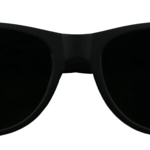 ShadyVEU Super Dark Round Sunglasses UV400 Casual Blacked Out 80's Retro Shades (Soft Black Frame, Dark Black)