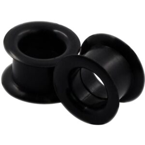 oyaface 2pcs black hard silicone flexible ear skin tunnels expanders gauges hollow sturdy body piercing 25mm(1")