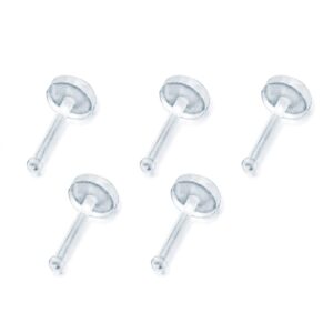 hithop 5-pack clear bioflex flat top nose ring bone retainers (20 gauge (0.8mm))