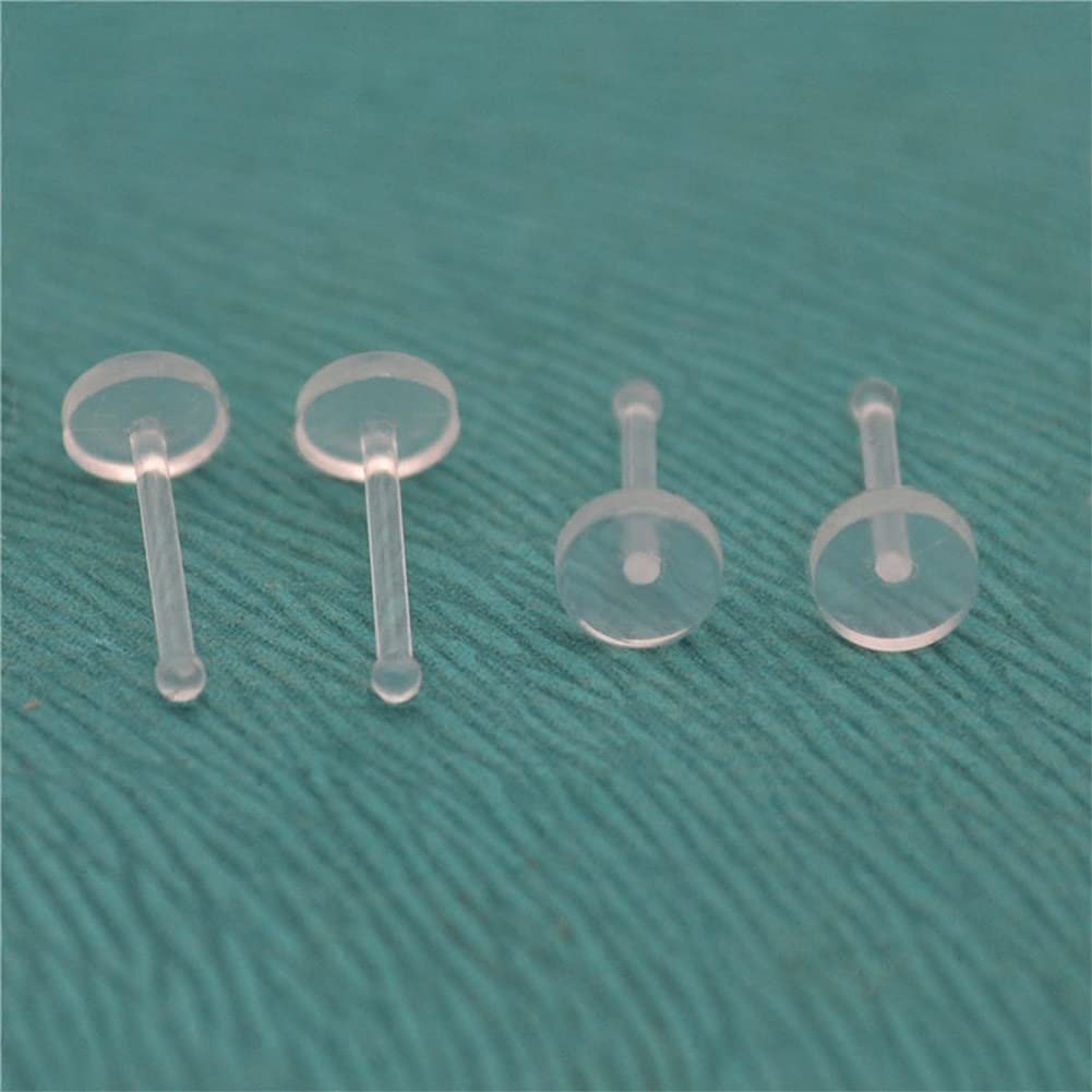 Hithop 5-Pack Clear Bioflex Flat Top Nose Ring Bone Retainers (20 Gauge (0.8mm))