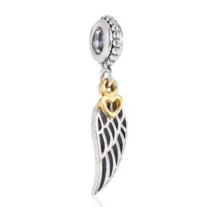 angel charm wing charm 925 sterling silver feather charm love charm fit pandora bracelet (b)