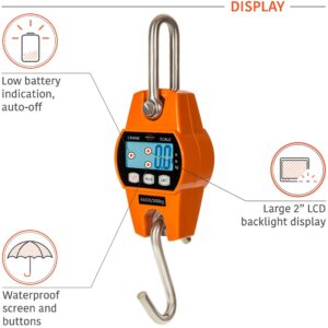 Digital Hanging Scale 660 LB 300 KG - Professional Heavy Duty Waterproof Fish Scale - Portable Durable Crane Scale for Luggage Weight Suitcase Hunting Farm Bike Bow Fish Weight Fishing Scale