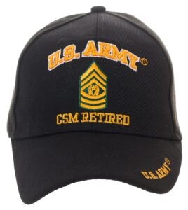 officially licensed us army retired baseball cap - multiple ranks available! (command sergeant major)