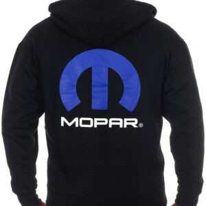 JH DESIGN GROUP Men's Mopar Logo Hoodie Full Zip Up Black Hooded Sweatshirt (medium, AP22-black)