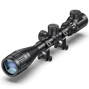 cvlife 4-16x44 tactical rifle scope red and green illuminated built gun scope with locking turret sunshade and mount included