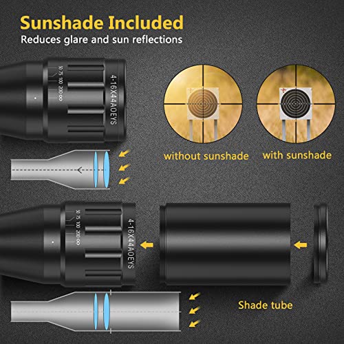 CVLIFE 4-16x44 Tactical Rifle Scope Red and Green Illuminated Built Gun Scope with Locking Turret Sunshade and Mount Included