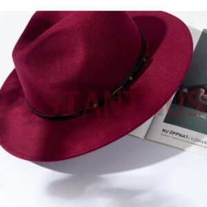 Lisianthus Women Belt Buckle Fedora Hat Claret-red