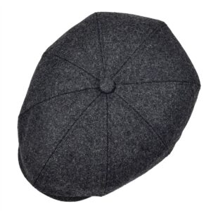 VOBOOM Men Wool Blend Newsboy Cap 8 Panel Hat Tweed Cap Herringbone Cabbie Flat Cap (Grey)