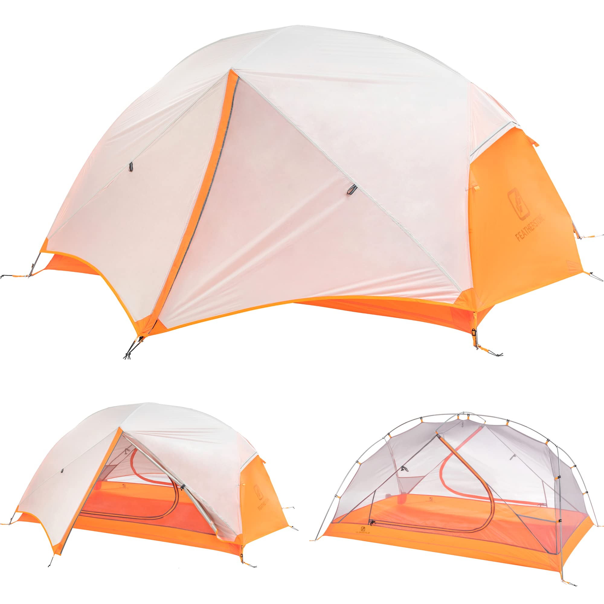 Featherstone UL Granite 2 Person Backpacking Tent Lightweight, 3-Season, Waterproof for Camping and Hiking- Includes Footprint & Mesh Gear Loft - Freestanding with Ultralight Footprint-Fly Capability