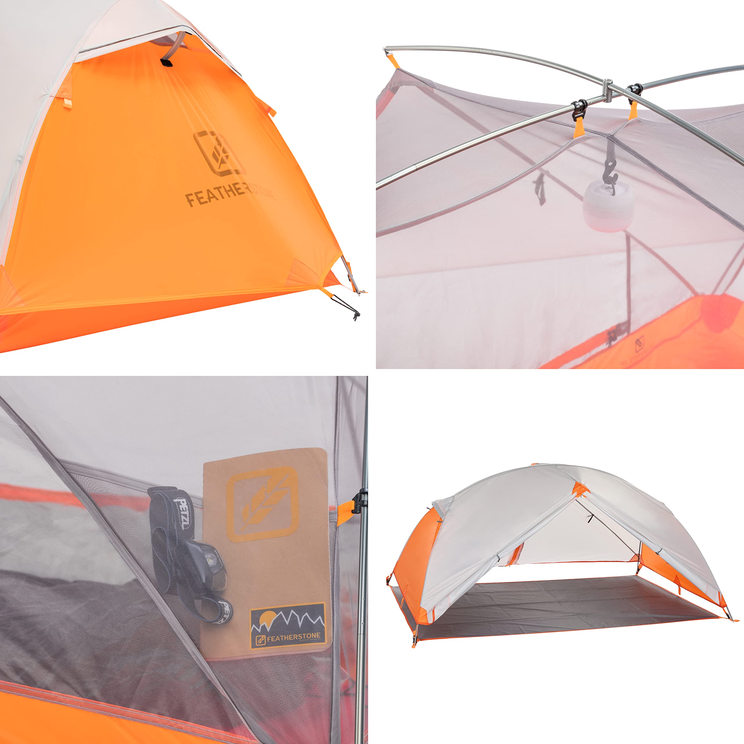 Featherstone UL Granite 2 Person Backpacking Tent Lightweight, 3-Season, Waterproof for Camping and Hiking- Includes Footprint & Mesh Gear Loft - Freestanding with Ultralight Footprint-Fly Capability