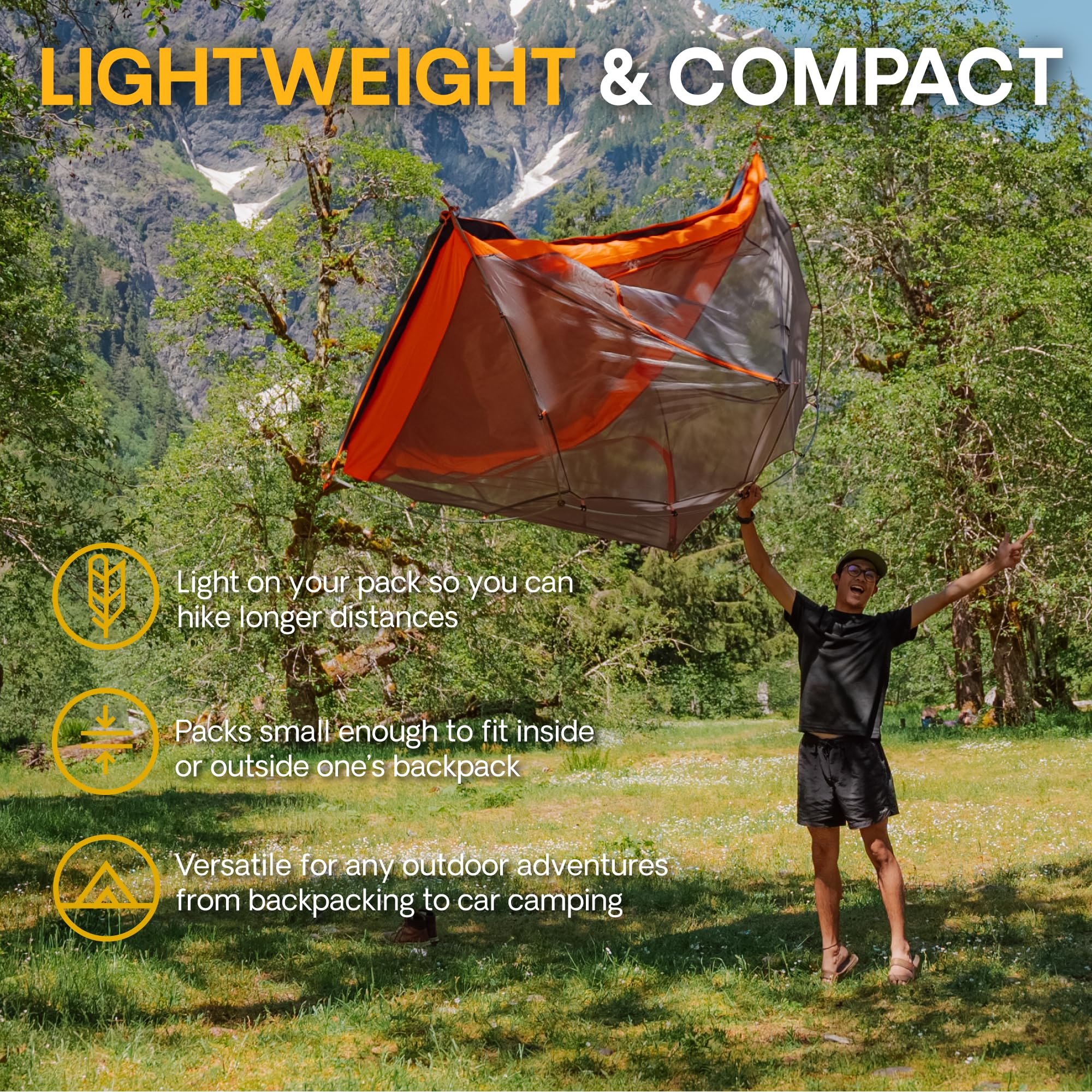 Featherstone UL Granite 2 Person Backpacking Tent Lightweight, 3-Season, Waterproof for Camping and Hiking- Includes Footprint & Mesh Gear Loft - Freestanding with Ultralight Footprint-Fly Capability