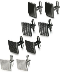 fibo steel 4 pairs wedding business classic cufflinks for men unique cufflink set mens