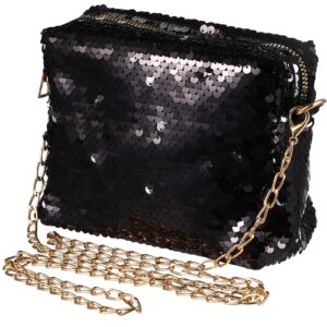 oulii fashion glitter bag handbag party evening clutch shoulder bag for women (black)