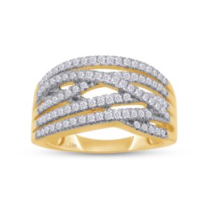 affy 5/8 round cut white natural diamond multi-row crossover ring in 10k solid yellow gold jewelry for gift women (color: i-j, clarity: i2-i3, 0.62 cttw)-11.5