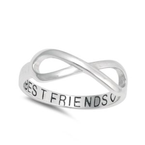 Infinity Best Friends Heart Ring .925 Sterling Silver Friendship Band Size 7