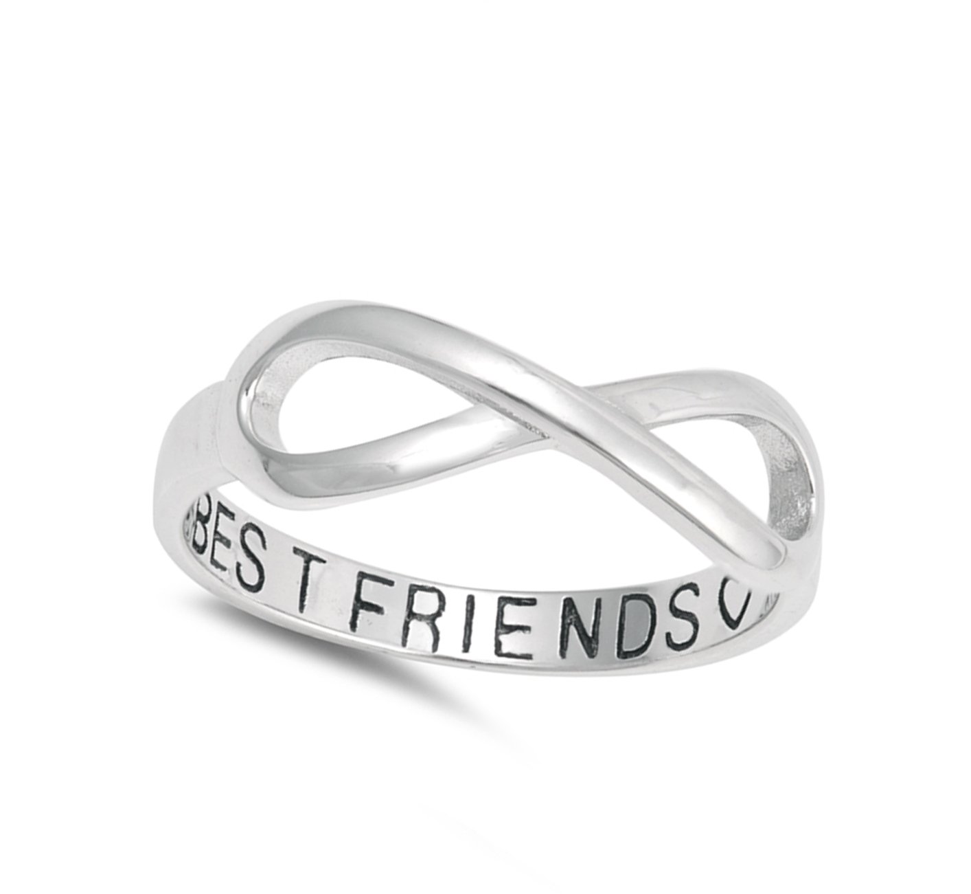 Infinity Best Friends Heart Ring .925 Sterling Silver Friendship Band Size 7