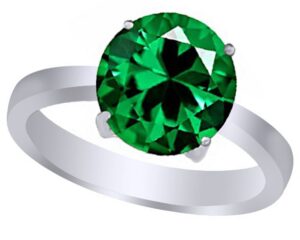 affy round-cut simulated green emerald solitaire ring in 14k white gold over sterling silver (0.25 ct)