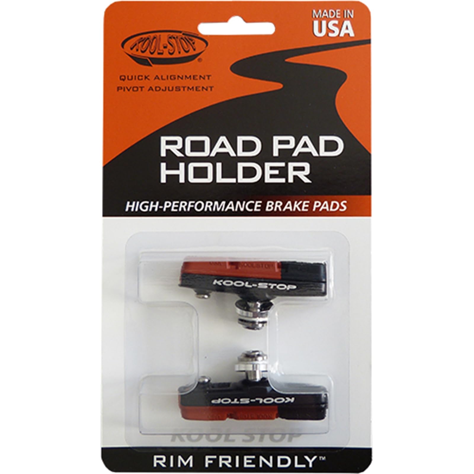 Kool Stop Dura 2 Road Pads, Holder with Pads - Black Pr - KS-RHD2B