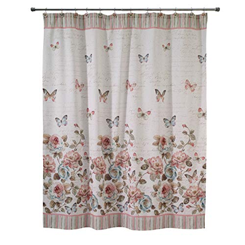 Avanti Linens - Fabric Shower Curtain, Butterfly Inspired Bathroom Decor (Butterfly Garden Collection)