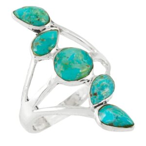 turquoise ring sterling silver 925 genuine gemstones size 6 to 11 (turquoise, 9)