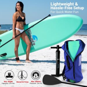 SereneLife Stand up Paddle Board Inflatable - Non-Slip SUP Paddle Board Paddle, Pump, Leash, and Accessories - Fun Water inflatable paddle board for Adults and Youth with Wide Stable Design