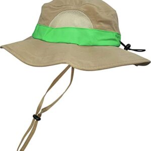 Eagle Eye Explorer S/M Combination Set Safe for Boys and Girls: 1 Tan Cargo Vest for Kids with Reflective Safety Straps & 1 Floppy Bucket Sun Hat with Chin Strap. Color: Tan