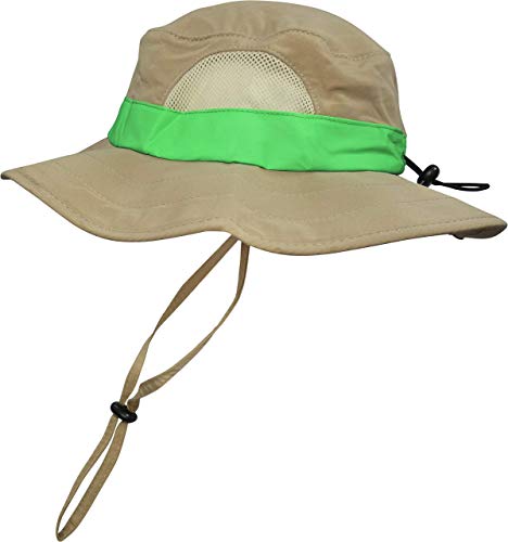 Eagle Eye Explorer S/M Combination Set Safe for Boys and Girls: 1 Tan Cargo Vest for Kids with Reflective Safety Straps & 1 Floppy Bucket Sun Hat with Chin Strap. Color: Tan