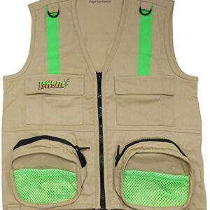 Eagle Eye Explorer S/M Combination Set Safe for Boys and Girls: 1 Tan Cargo Vest for Kids with Reflective Safety Straps & 1 Floppy Bucket Sun Hat with Chin Strap. Color: Tan