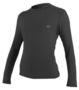 o'neill women's basic 30+ long sleeve sun shirt, black, m