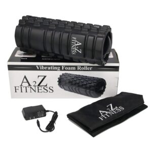 a2z fitness 3-speed vibrating foam roller - high intensity vibration for deep tissue trigger point sports massage and muscle recovery - comes with 1 year warranty and free carry-on bag