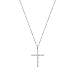 dazzlingrock collection 0.30 carat (ctw) round white diamond thin cross pendant for women with 18 inch silver chain in 14k white gold