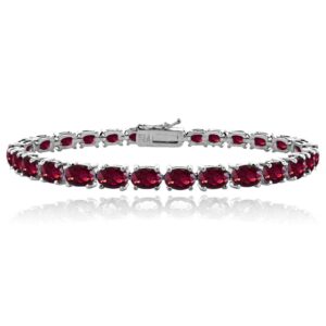 ice gems sterling silver created ruby 6x4mm oval tennis bracelet