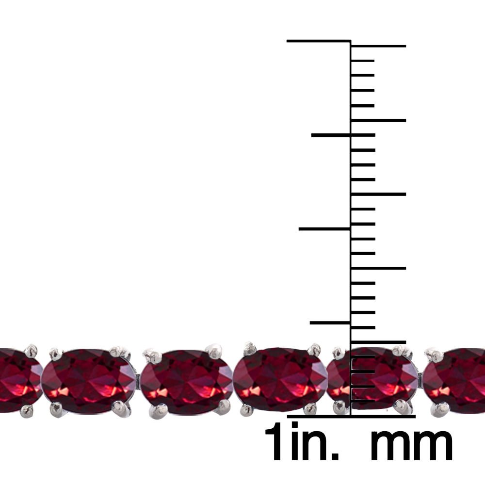 Ice Gems Sterling Silver Created Ruby 6x4mm Oval Tennis Bracelet