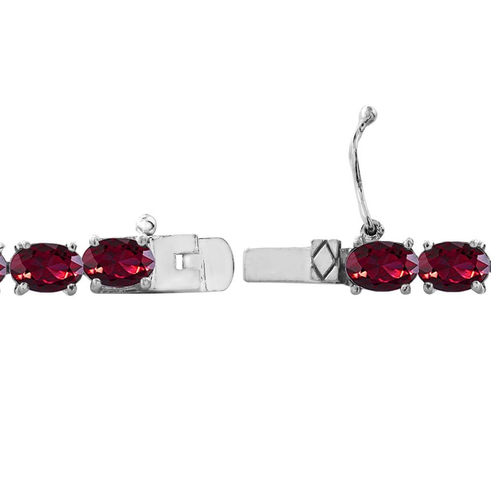 Ice Gems Sterling Silver Created Ruby 6x4mm Oval Tennis Bracelet