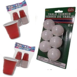 topnotch merchants beer pong - mini red cups (40) - take this beer pong challenge (6) beer pong balls - beer pongs cup