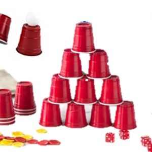 TopNotch Merchants Beer Pong - Mini Red Cups (40) - Take This Beer Pong Challenge (6) Beer Pong Balls - Beer Pongs Cup