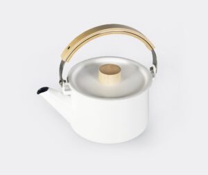 kaico white enamelware tea kettle by koizumi studio - good design award winner