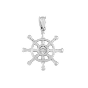 925 sterling silver nautical ship steering wheel charm pendant