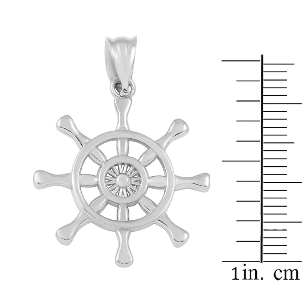 925 Sterling Silver Nautical Ship Steering Wheel Charm Pendant