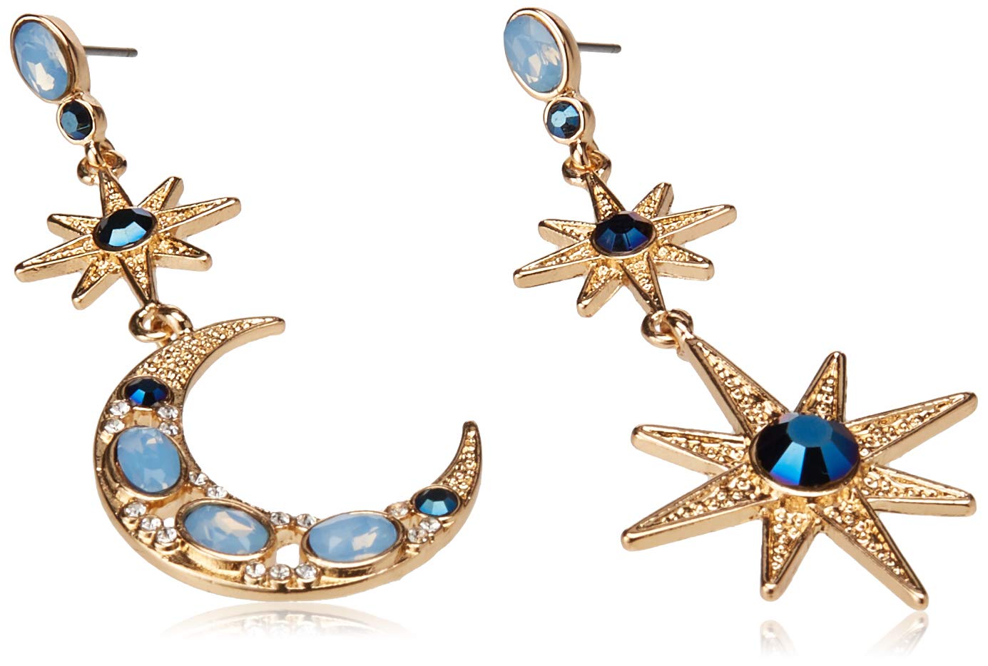 Betsey Johnson Celestial Moon & Star Drop Earrings